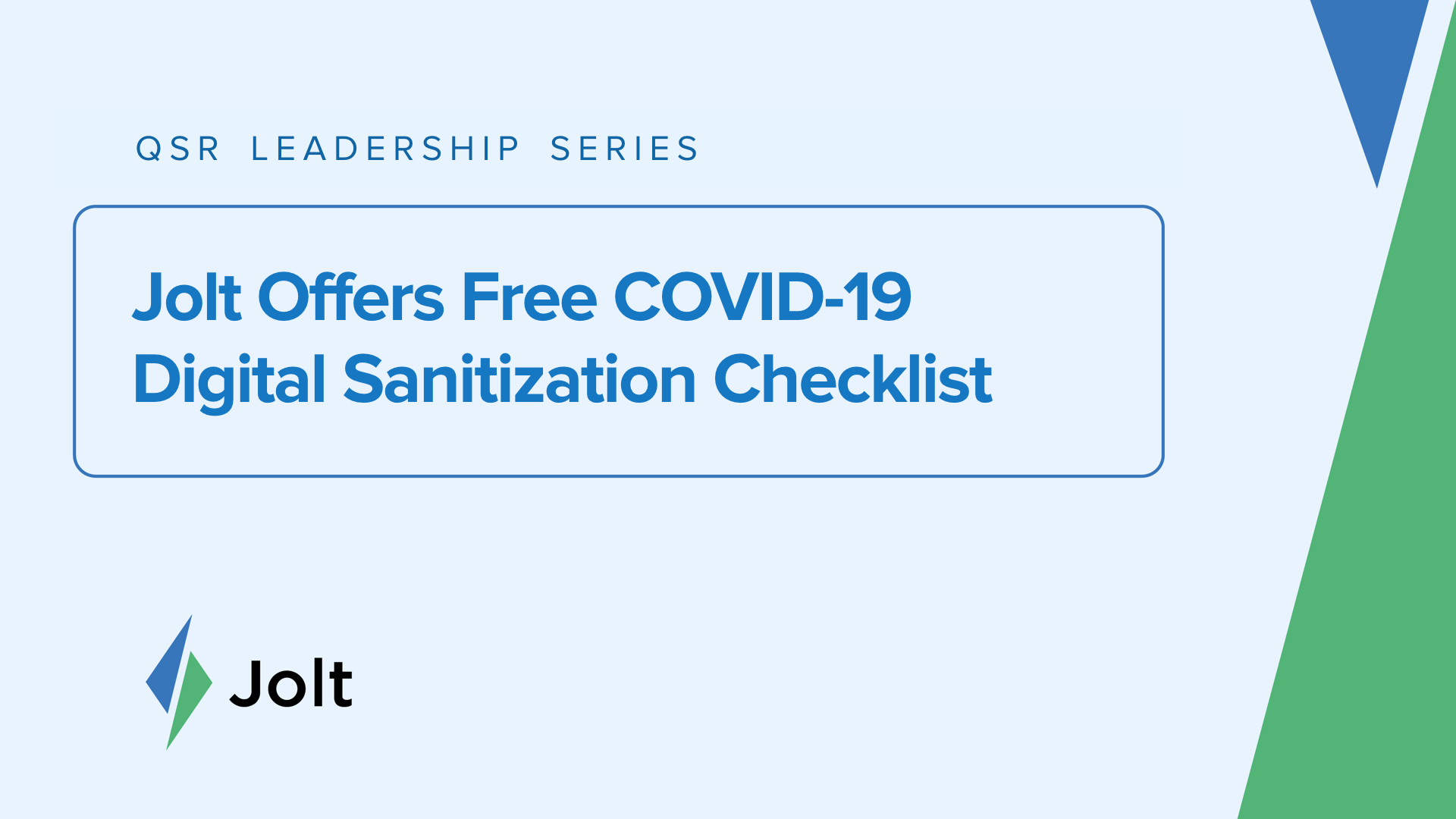 Jolt Offers Free COVID-19 Digital Sanitization Checklist
